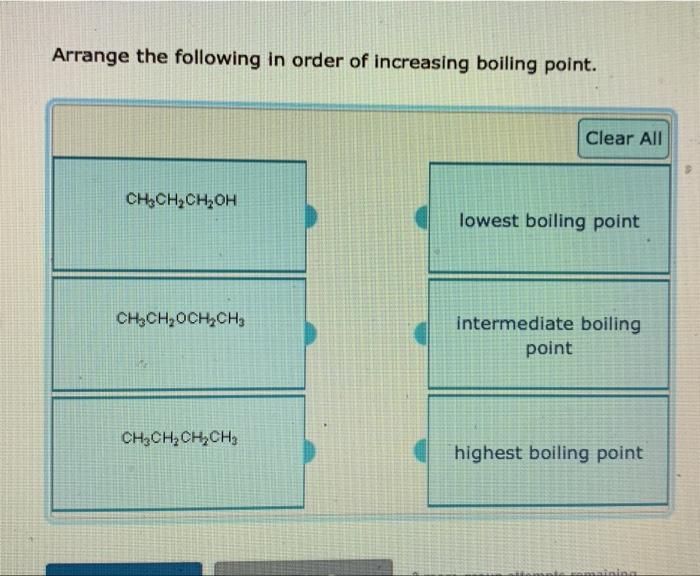 Solved Arrange the following in order of increasing boiling | Chegg.com