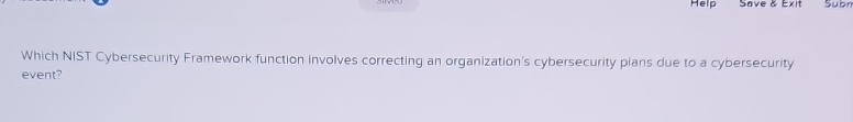 Solved Which NIST Cybersecurity Framework function involves | Chegg.com