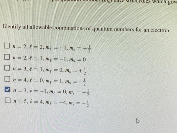 Solved les which gove Identify all allowable combinations of | Chegg.com