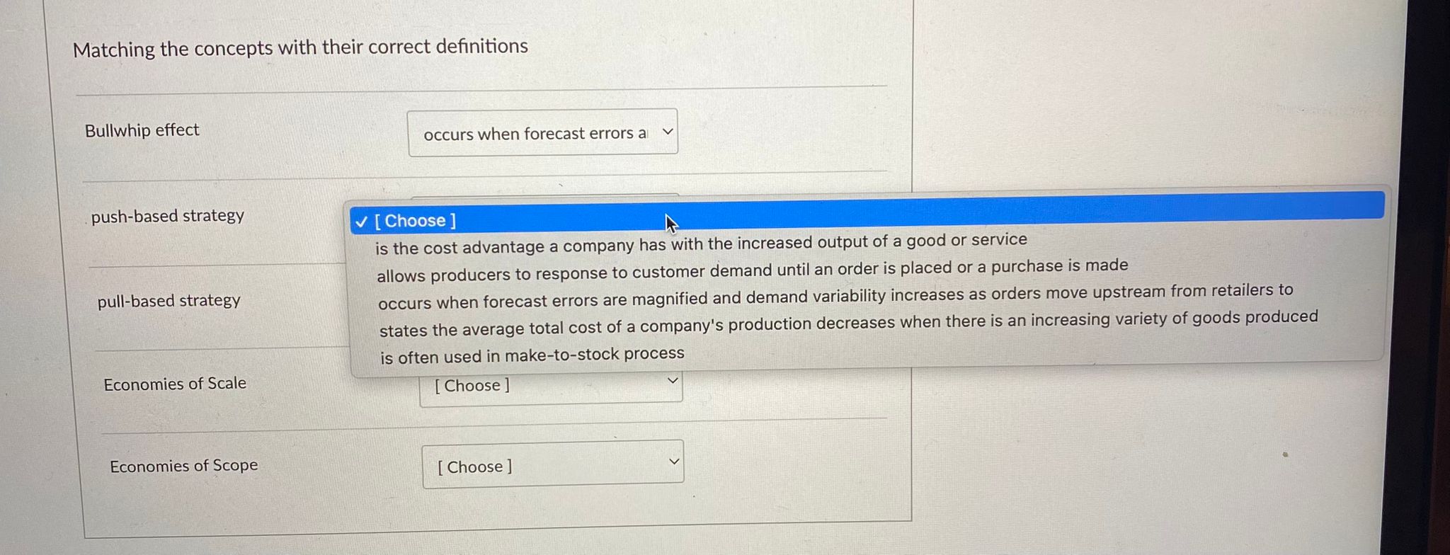 Solved push-based strategypull-based strategyEconomies of | Chegg.com