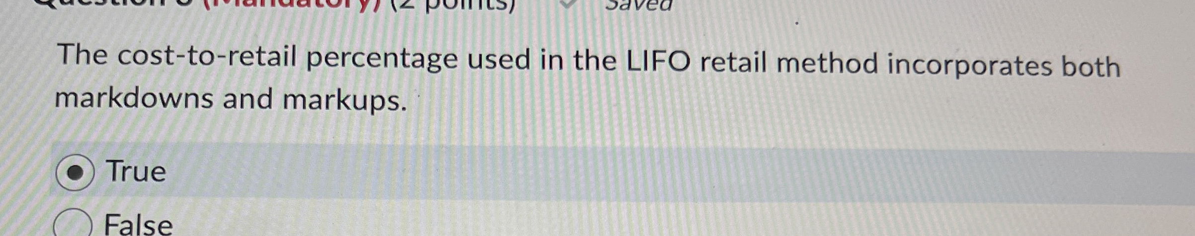 Solved The cost-to-retail percentage used in the LIFO retail | Chegg.com