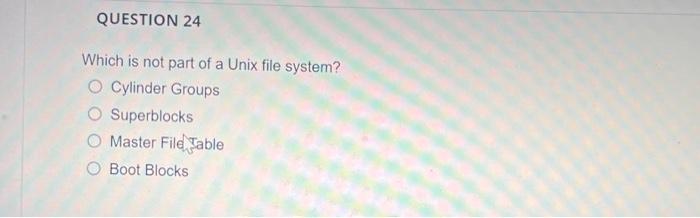 Solved Which Is Not Part Of A Unix File System Cylinder