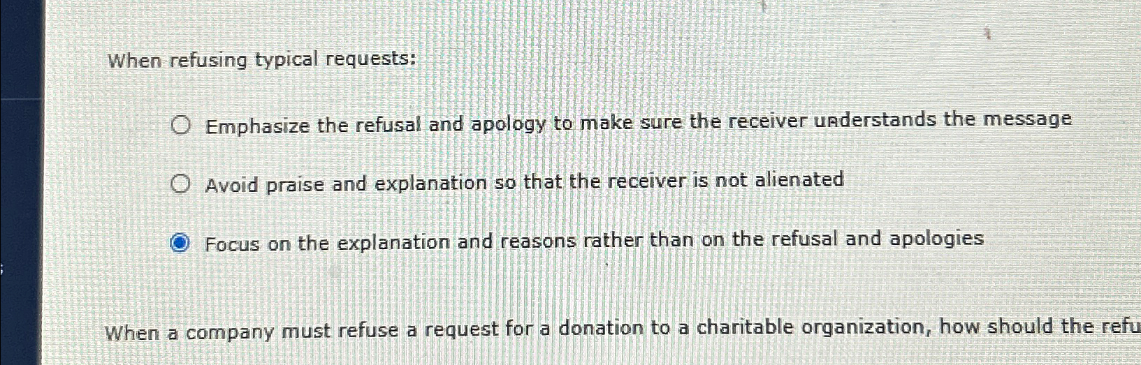 Solved When refusing typical requests:Emphasize the refusal | Chegg.com