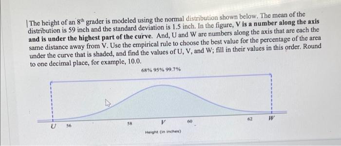 Solved The height of an 8th grader is modeled using the | Chegg.com