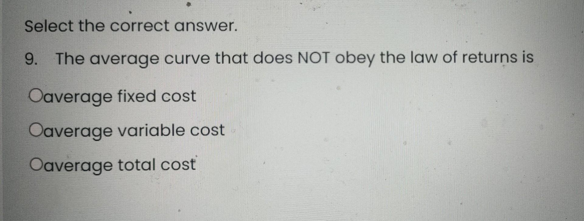 Solved Select the correct answer. The average curve that | Chegg.com