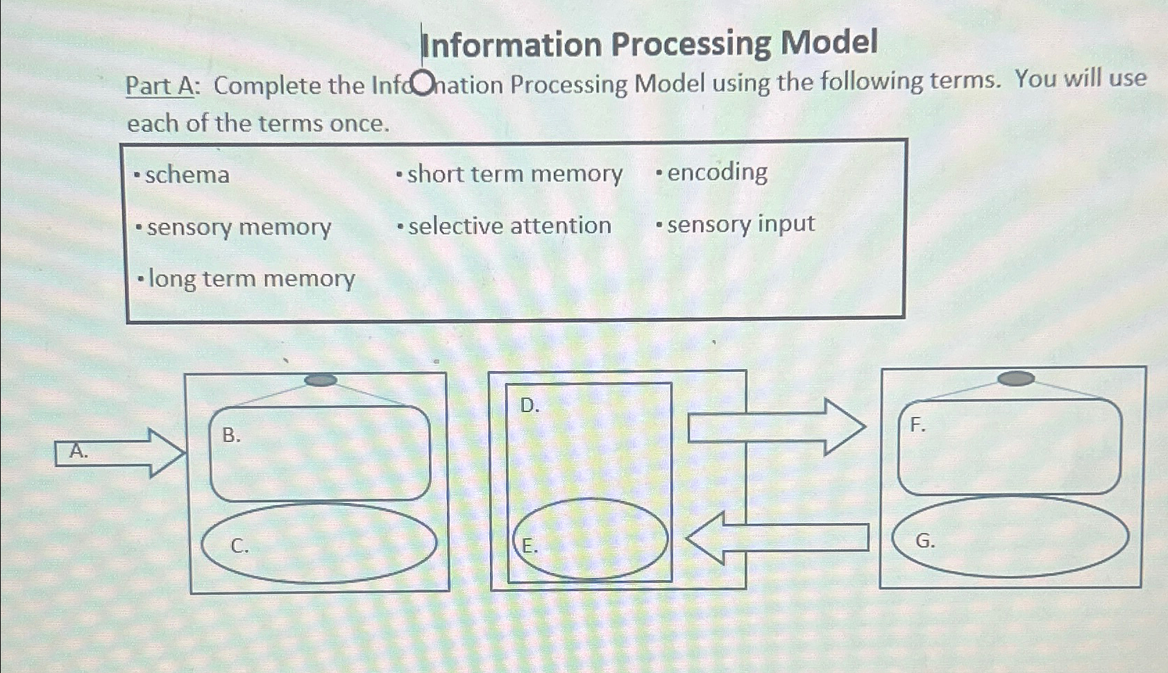 Solved Information Processing ModelPart A: Complete the | Chegg.com
