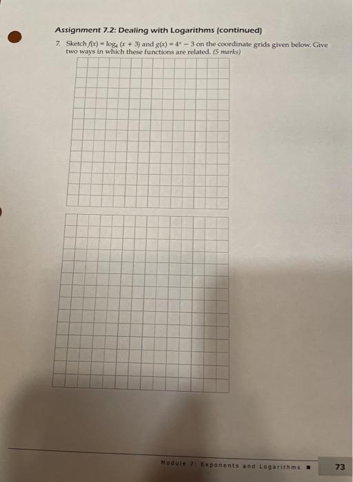 Solved Assignment 7.2: Dealing with Logarithms (continued) | Chegg.com