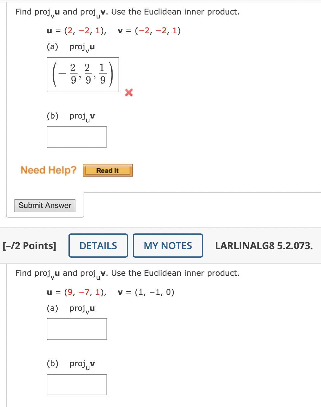 Solved Find projvu ﻿and projuv. ﻿Use the Euclidean inner | Chegg.com