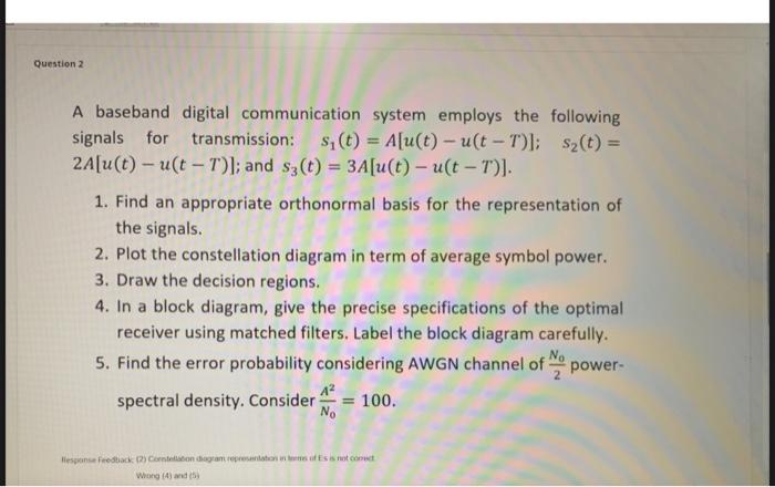 Solved A baseband digital communication system employs the | Chegg.com