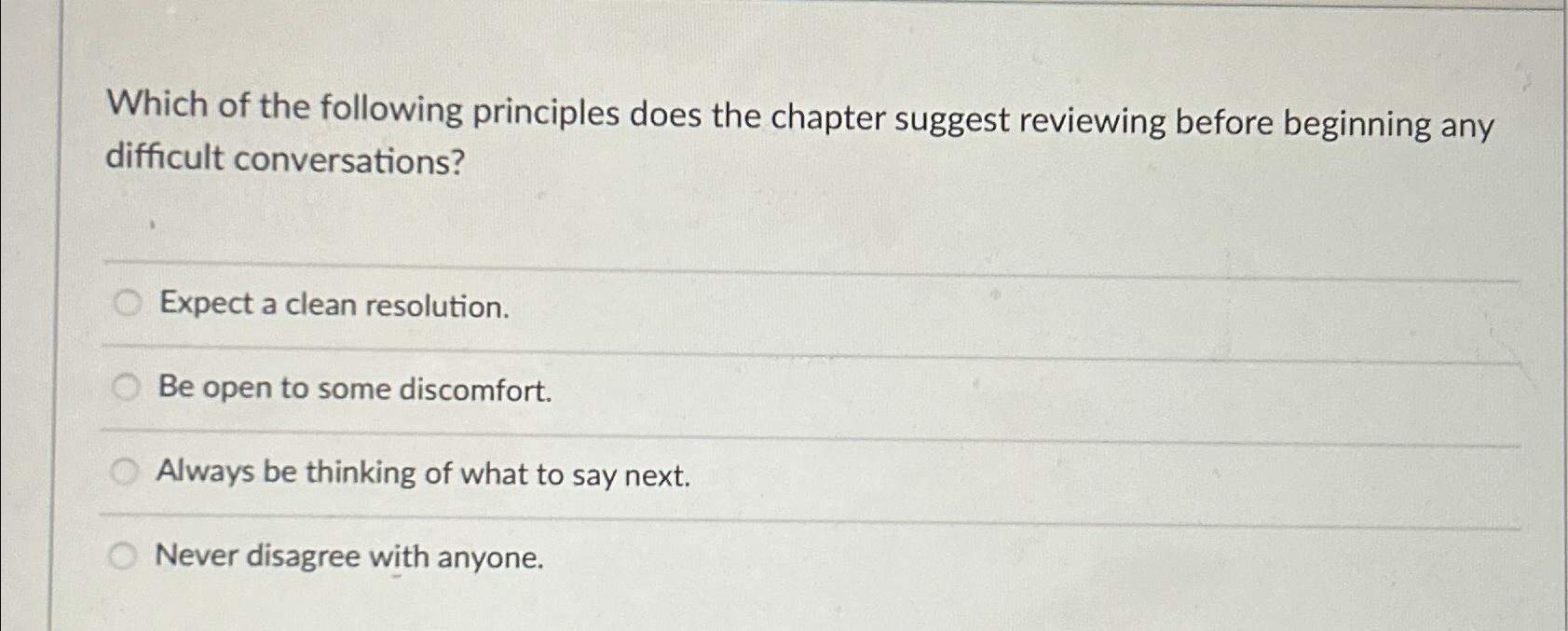 Solved Which of the following principles does the chapter | Chegg.com