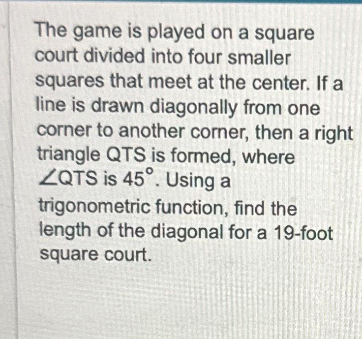 Solved The game is played on a square court divided into | Chegg.com