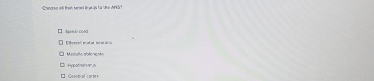 Solved Choose all that send inputs to the ANS?Spinal | Chegg.com