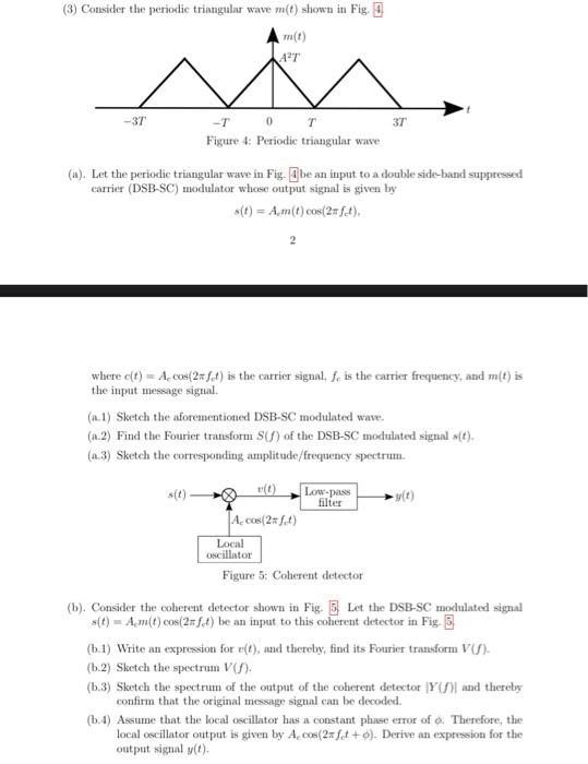 Solved (3) Consider the periodic triangular wave m(t) shown | Chegg.com