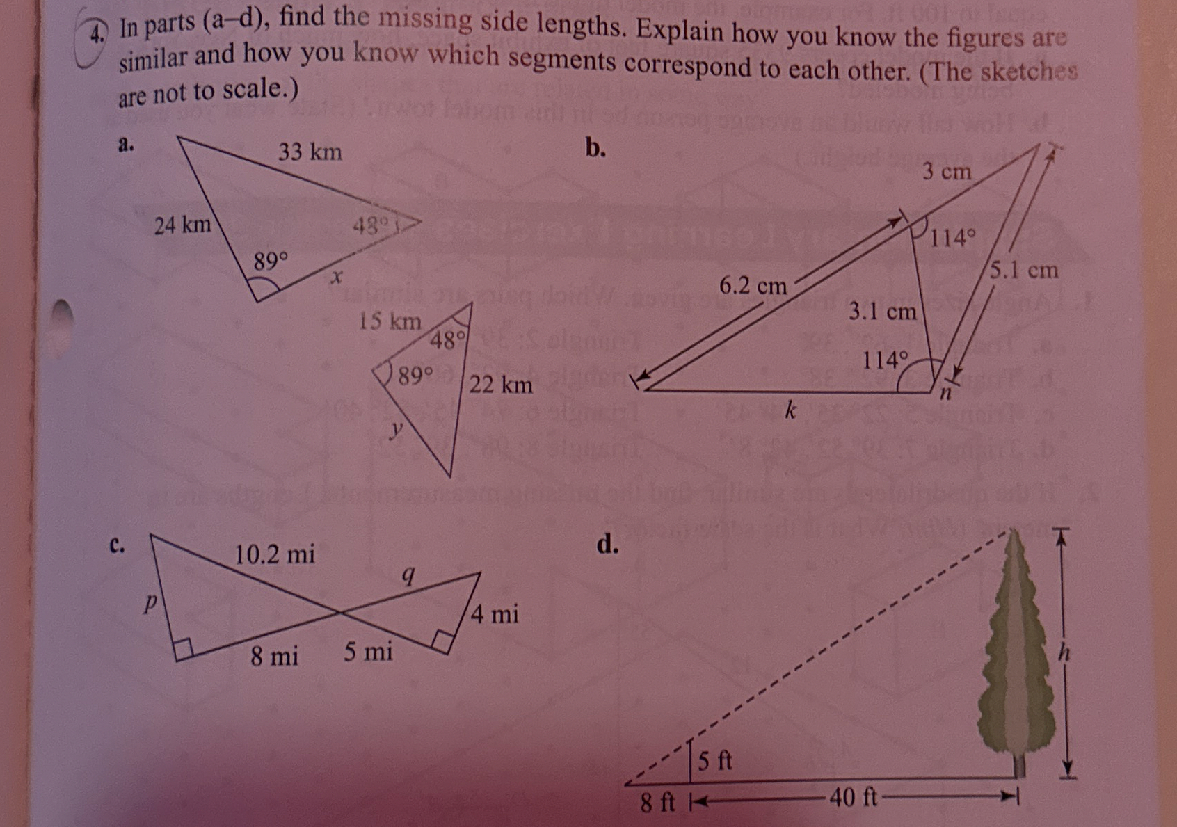 Solved In parts (a-d), ﻿find the missing side lengths. | Chegg.com