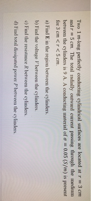 Solved Two 1 m-long perfectly conducting cylindrical | Chegg.com