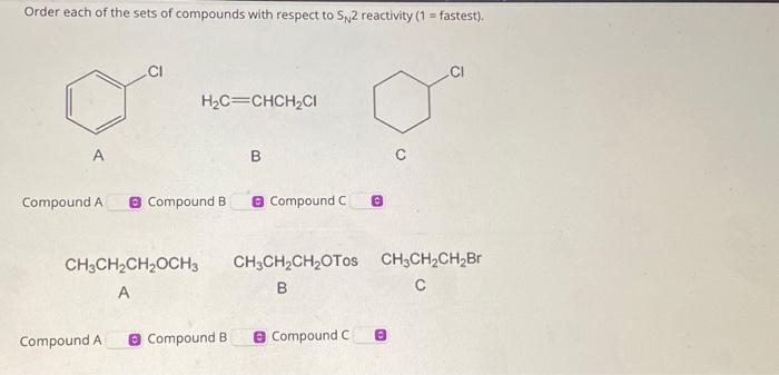 Solved Order each of the sets of compounds with respect to | Chegg.com