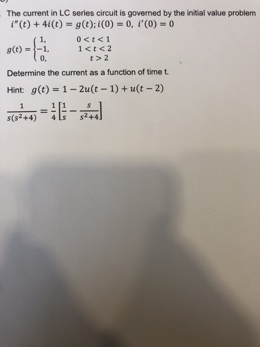 Solved The current in LC series circuit is governed by the | Chegg.com