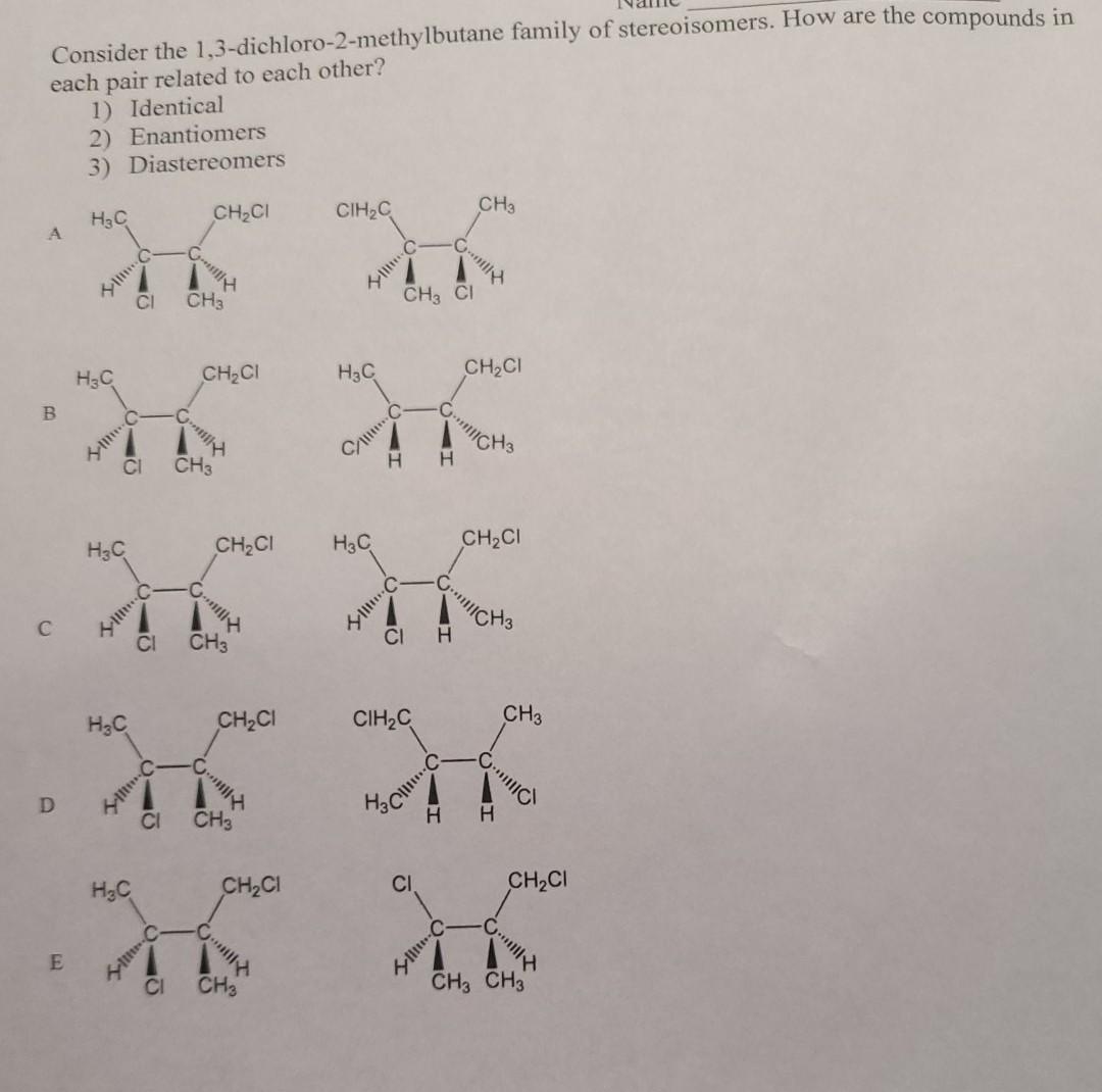 Solved Consider the 1,3-dichloro-2-methylbutane family of | Chegg.com