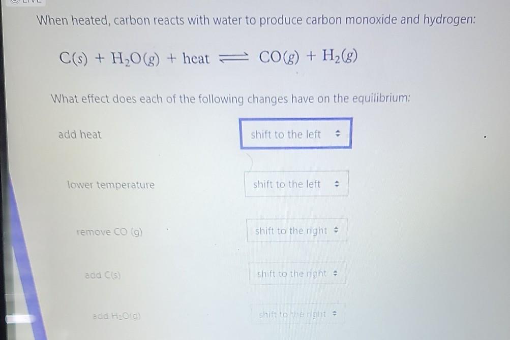 Solved When heated, carbon reacts with water to produce | Chegg.com