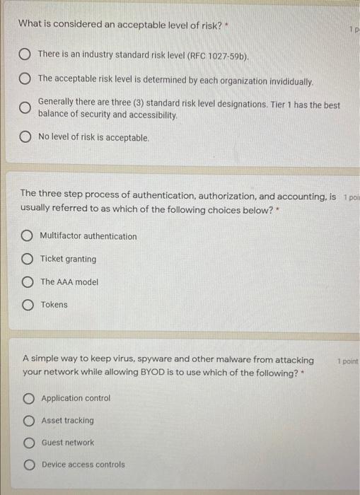 Solved What is considered an acceptable level of risk? 1D | Chegg.com