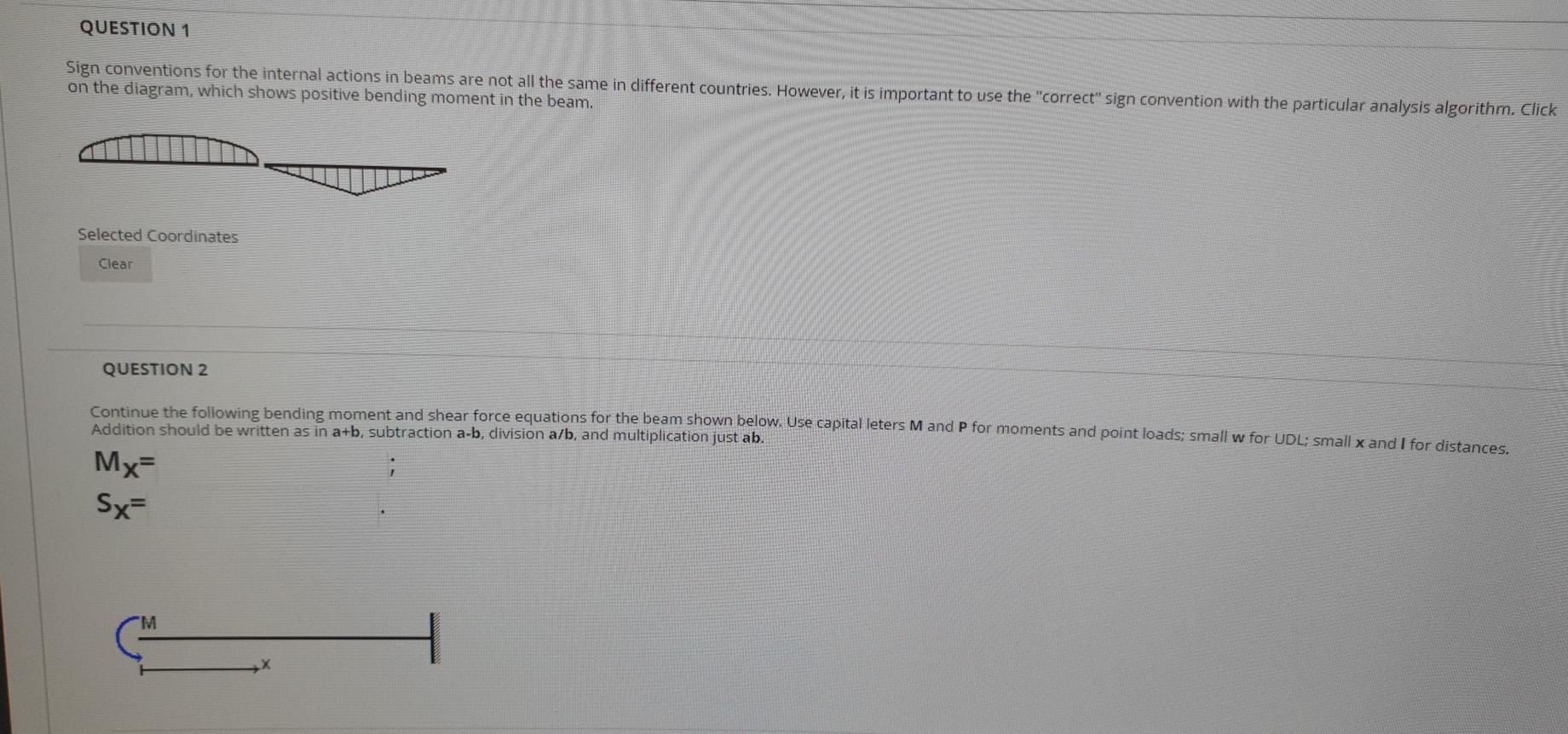 Solved QUESTION 1 Sign conventions for the internal actions | Chegg.com