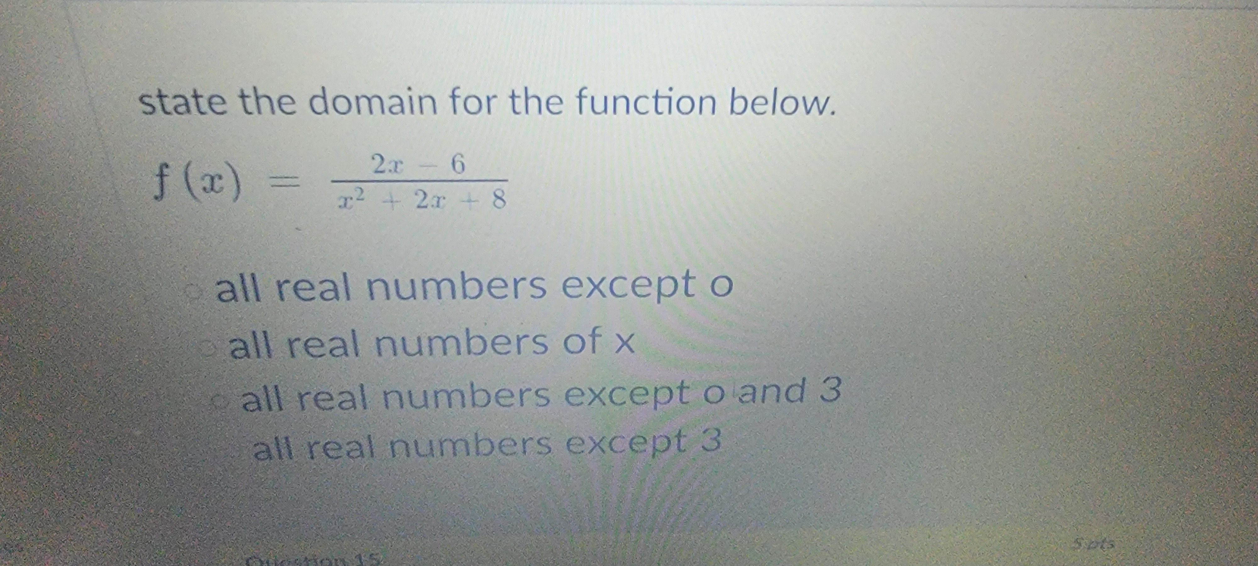 Solved State the domain for the function below.state the | Chegg.com