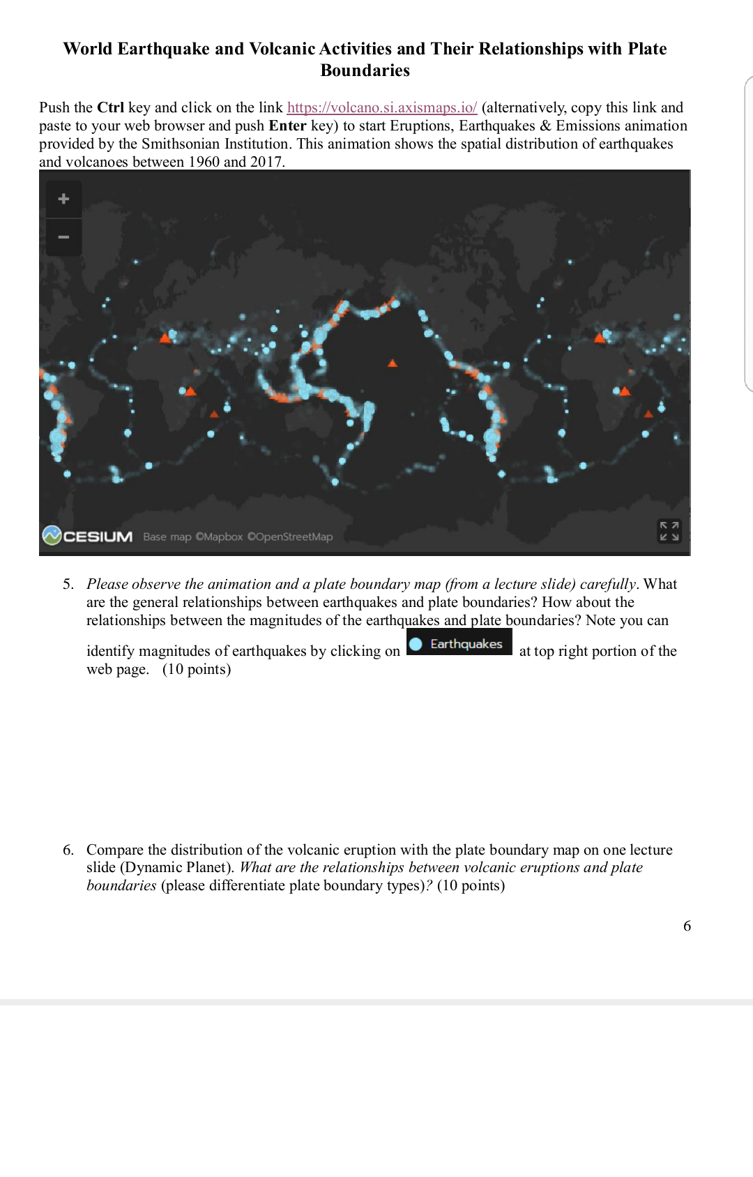 Solved World Earthquake and Volcanic Activities and Their | Chegg.com