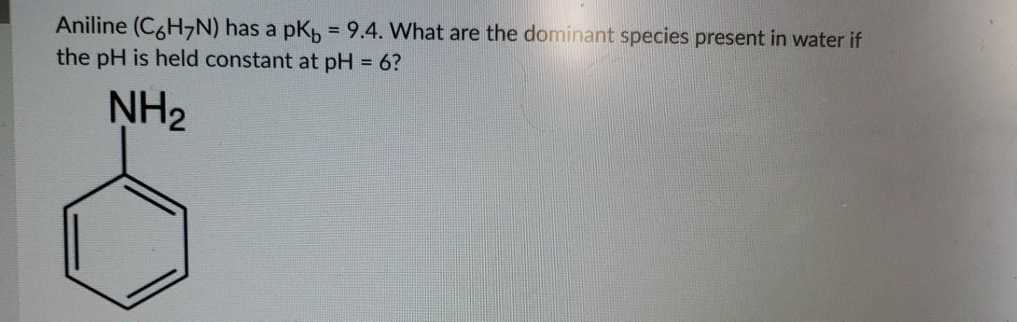 Solved Aniline (C6H7N) has a pKy = 9.4. What are the | Chegg.com