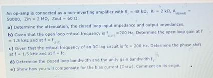 50000 , ﻿zin=2MΩ, ﻿Zout =60Ω.a) ﻿Determine the | Chegg.com