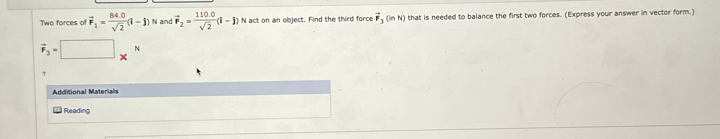 Two Forces Of Vec F 1 84 022 Hat I Hat J N ﻿and