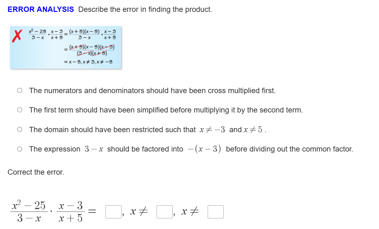 Solved Find the product.ERROR ANALYSIS Describe the error in | Chegg.com
