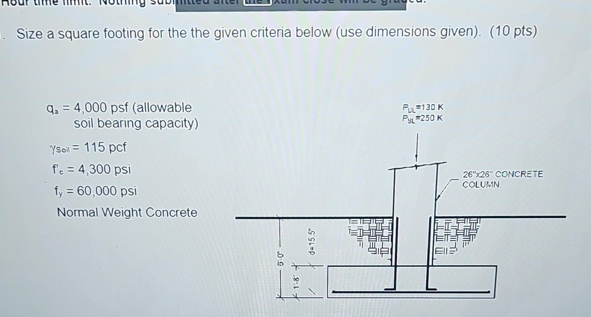 Solved 3. For the footing shown in problem 1, design the | Chegg.com