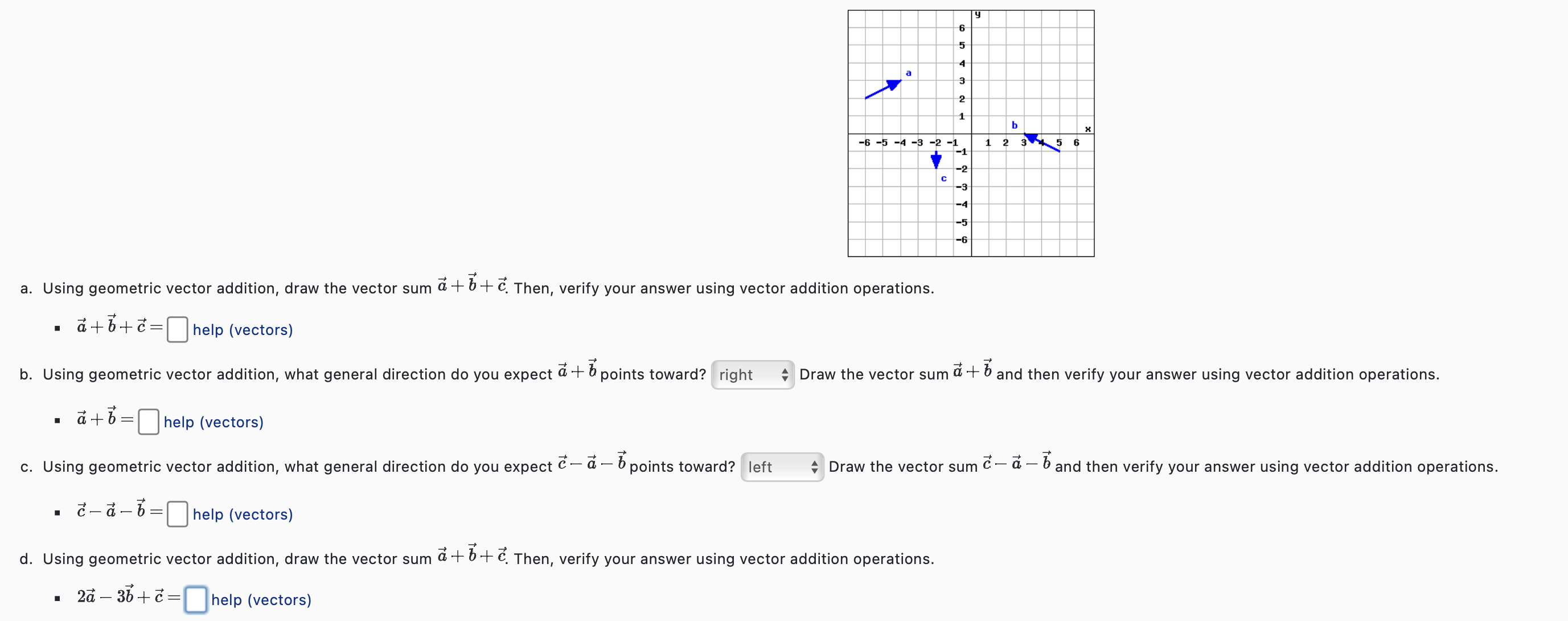 Solved a. ﻿Using geometric vector addition, draw the vector | Chegg.com