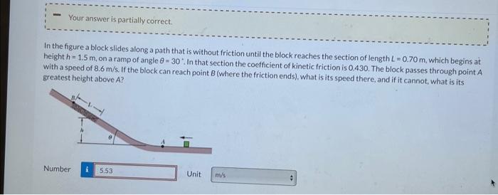 Solved In the figure a block slides along a path that is | Chegg.com
