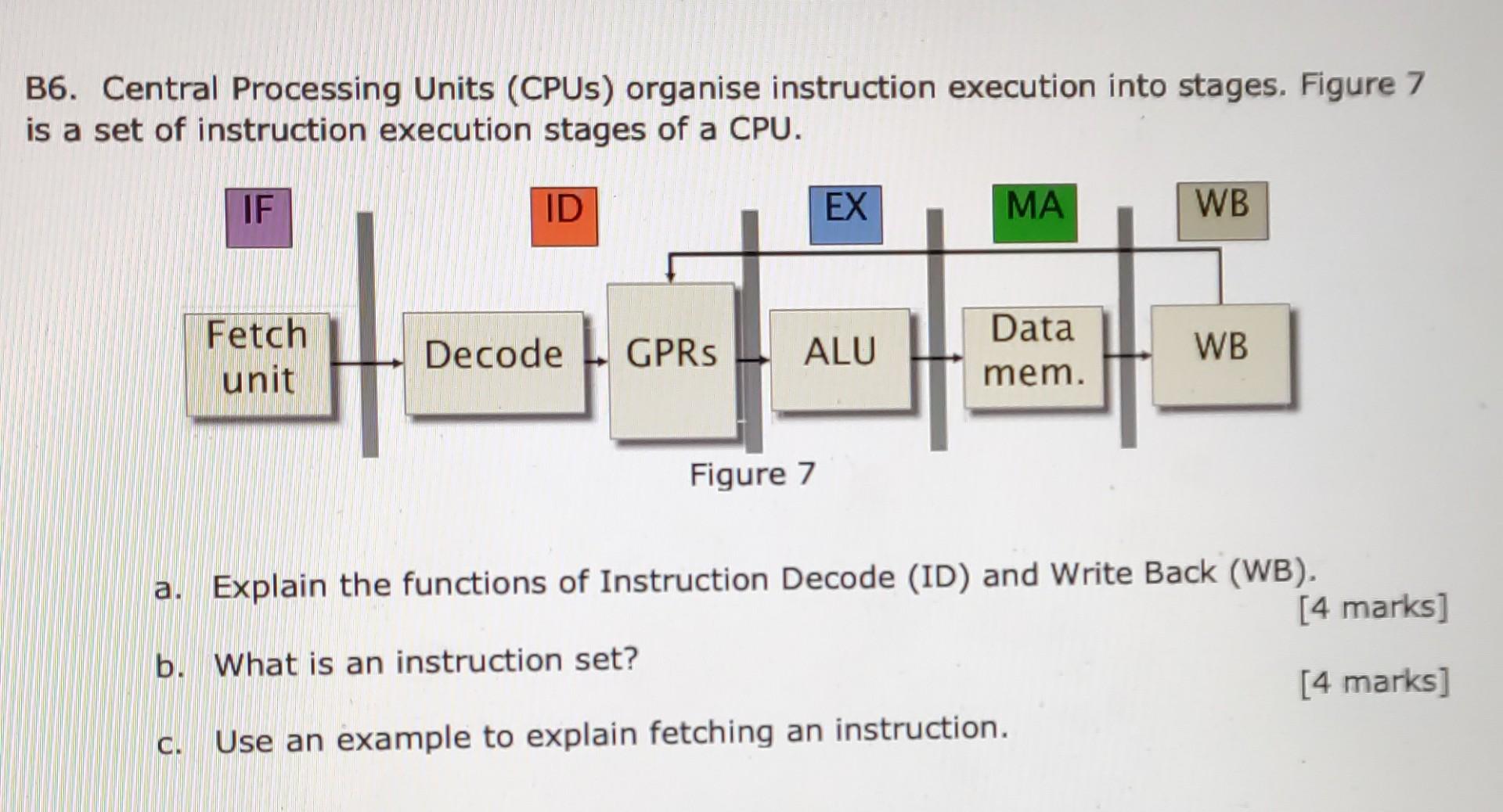 Solved B6. Central Processing Units (CPUs) organise | Chegg.com