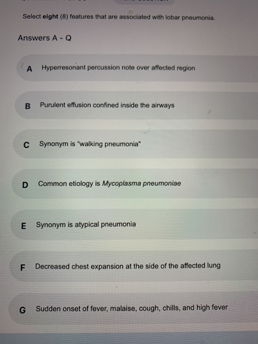 Solved Select eight (8) features that are associated with | Chegg.com