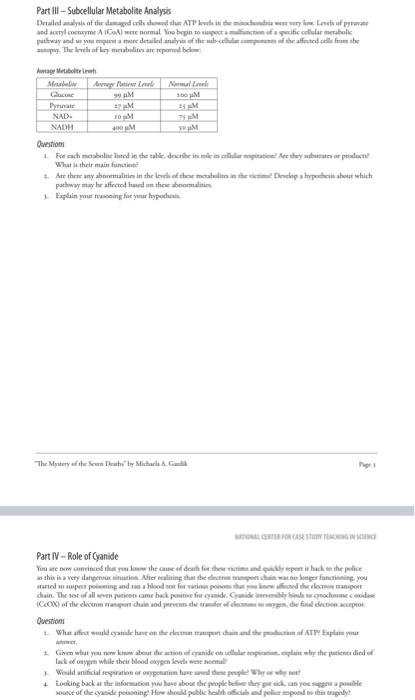 Solved The Mystery of the Seven Deaths: A Case Study in | Chegg.com