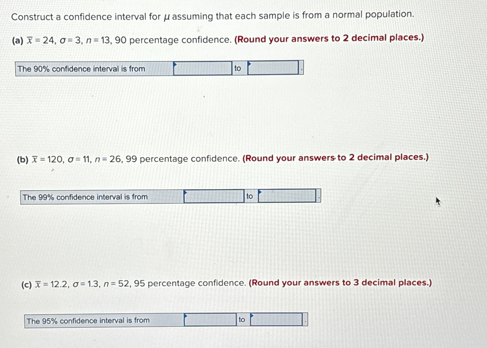 Solved Construct a confidence interval for μ ﻿assuming that | Chegg.com