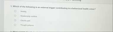 Solved Which of the following is an external trigger | Chegg.com