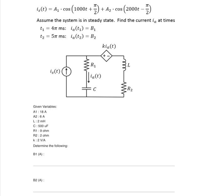 Solved In the circuit below, vs(t)=A1⋅cos(25⋅104⋅t) The | Chegg.com