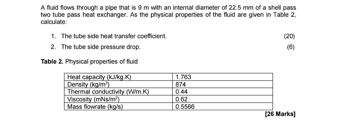 Solved A fluid flows through a pipe that is 9 m with an | Chegg.com