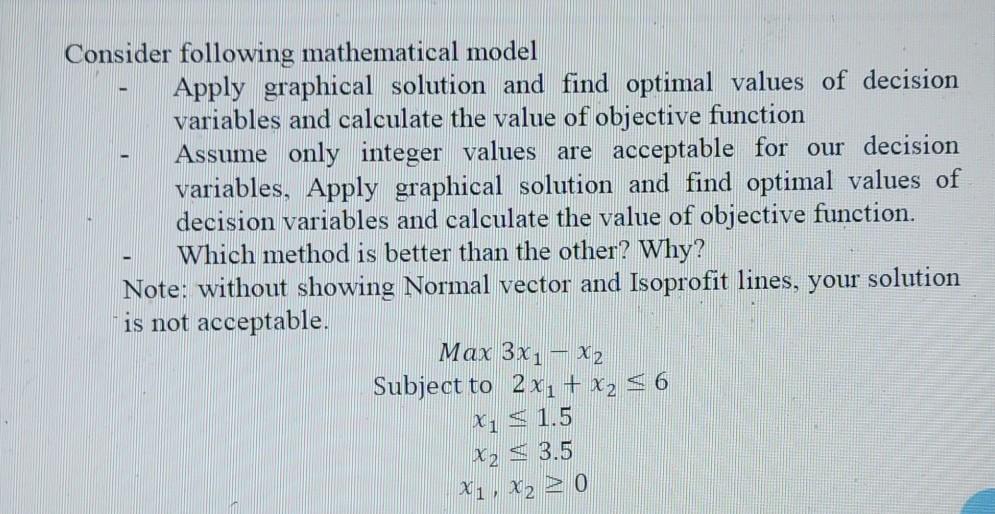 Solved Consider following mathematical model Apply graphical | Chegg.com