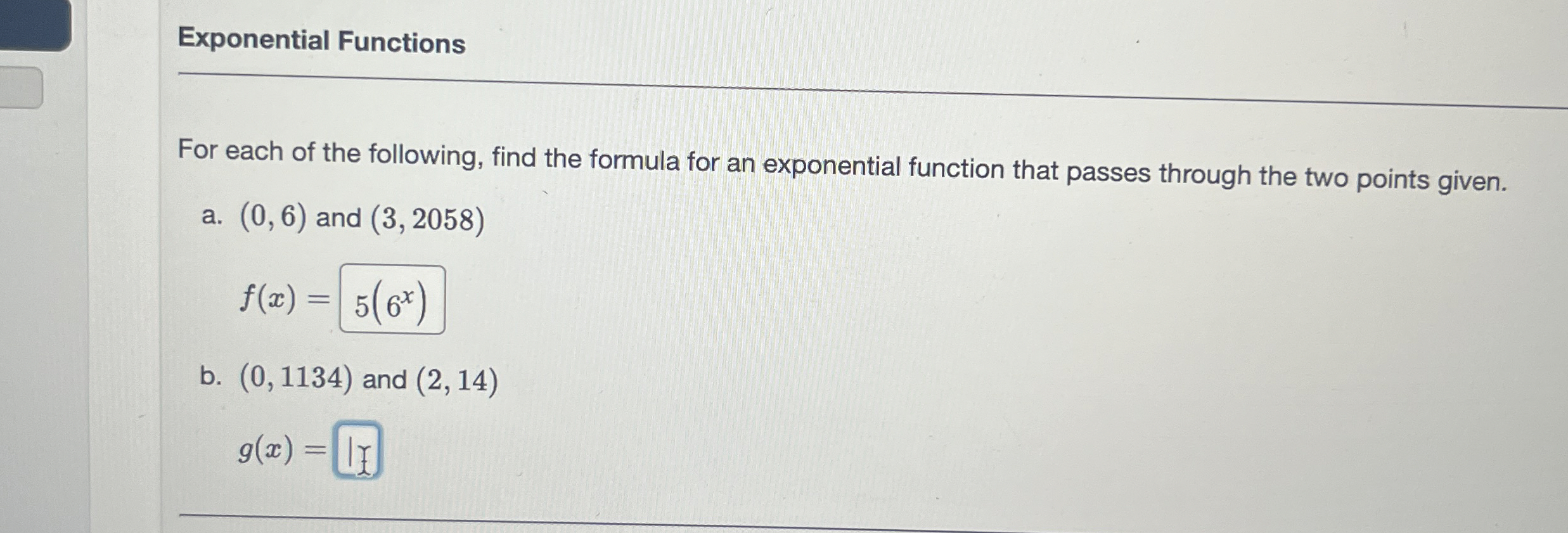 ?b. g(x)=2.5*4-x+1+1.5g(-2)=Exponential FunctionsFor | Chegg.com