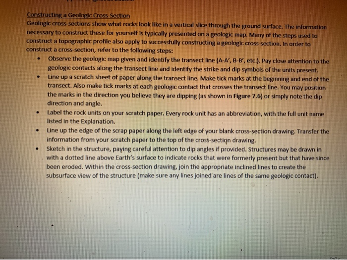 . Constructing a Geologic Cross-Section Geologic | Chegg.com