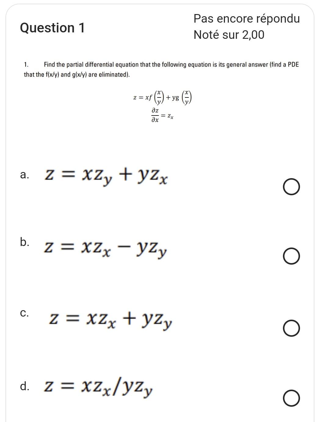 Solved Question 1 Pas encore répondu Noté sur 2,00 1. Find | Chegg.com