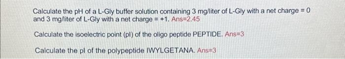 Solved Calculate the pH of a L-Gly buffer solution | Chegg.com
