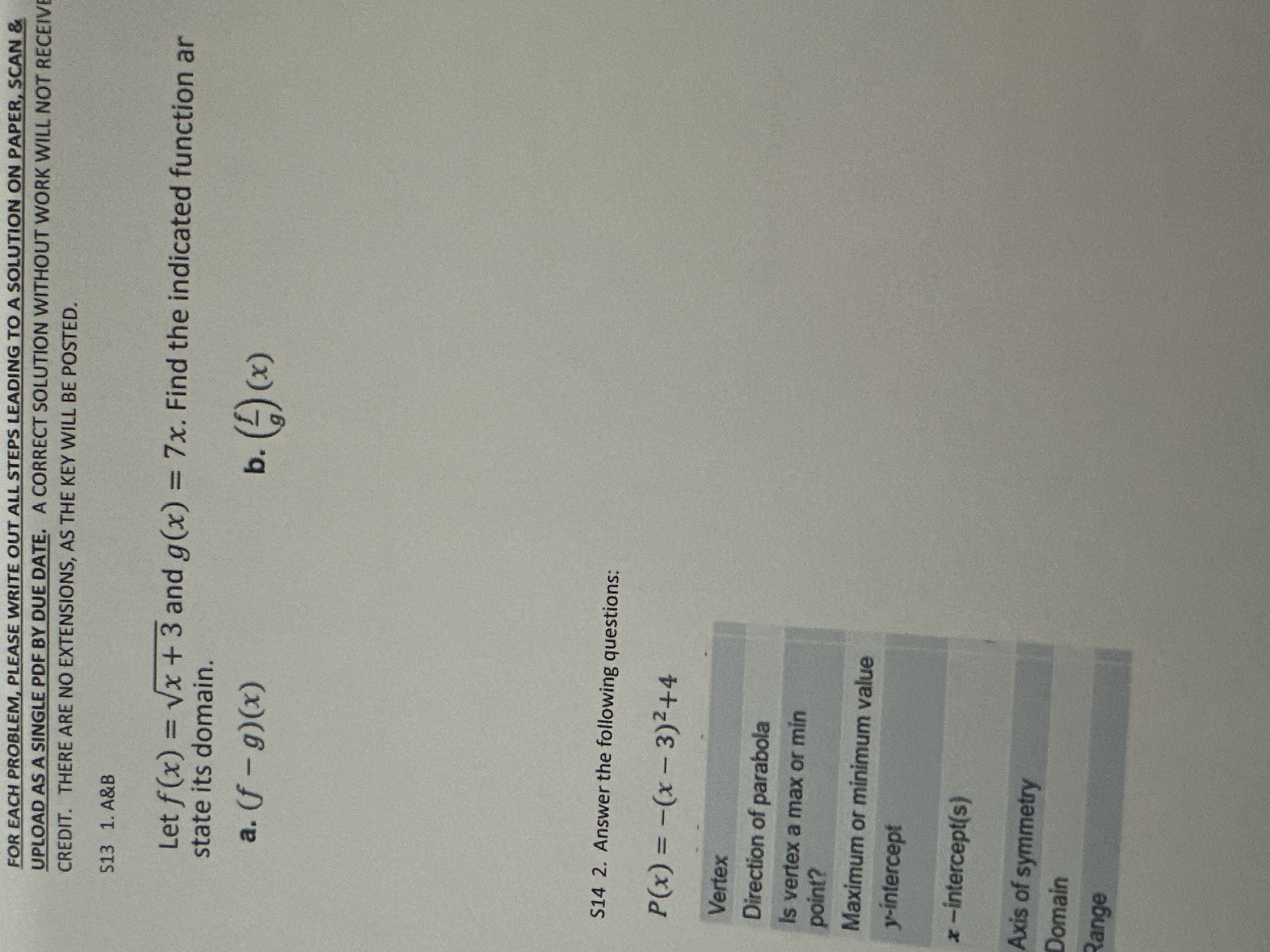 Solved FOR EACH PROBLEM, PLEASE WRITE OUT ALL STEPS LEADING | Chegg.com