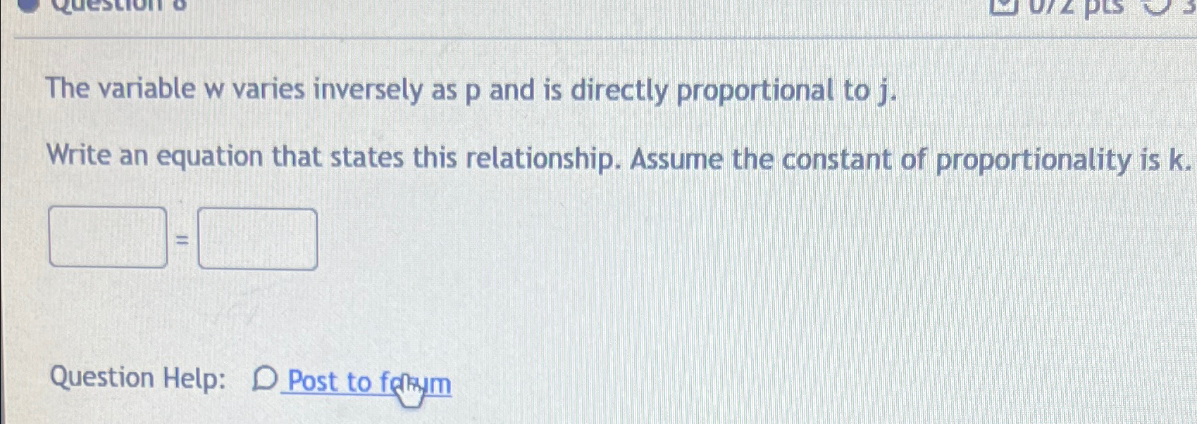 Solved The variable w ﻿varies inversely as p ﻿and is | Chegg.com
