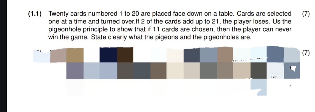 Solved (1.1) ﻿Twenty cards numbered 1 ﻿to 20 ﻿are placed | Chegg.com