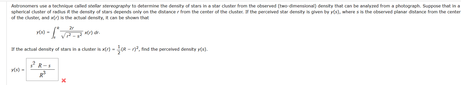 Solved of the cluster, and x(r) ﻿is the actual density, it | Chegg.com